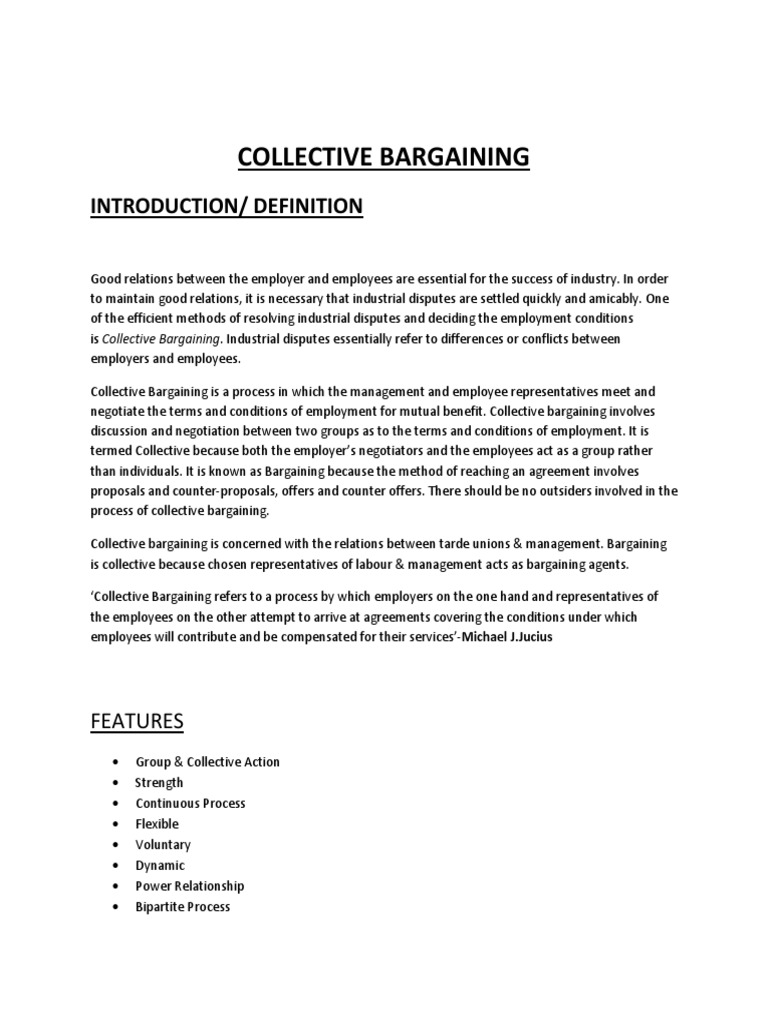 Collective Bargaining: Introduction/ Definition | PDF | Collective ...