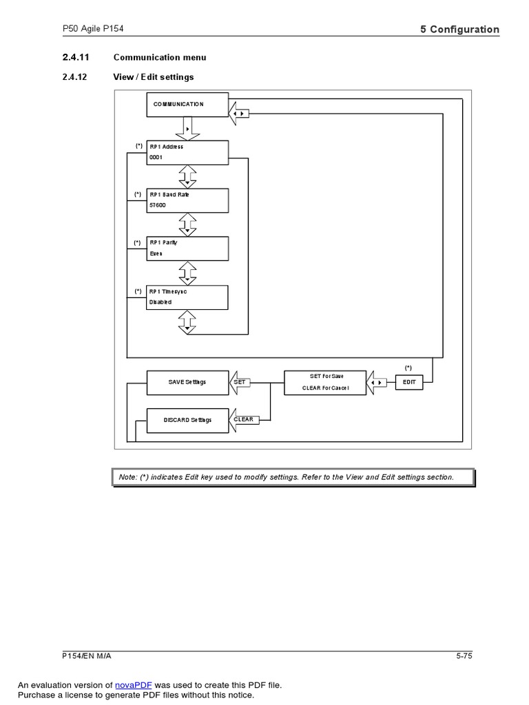 Communication Menu 2.4.12 View / Edit Settings: P50 Agile P154 | PDF