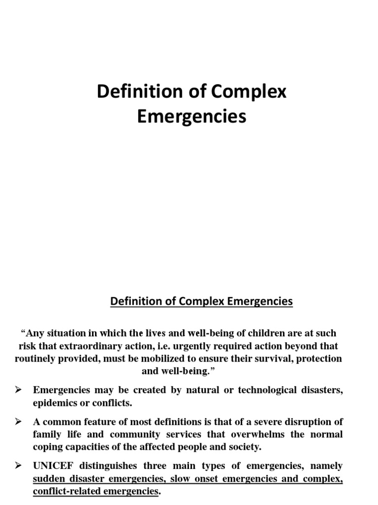 Complex Emergencies | PDF | Emergency | Humanitarian Aid