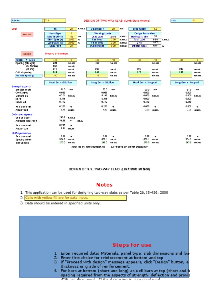 DESIGN OF TWO-WAY SLAB (Limit State Method) | PDF | Engineering | Civil ...