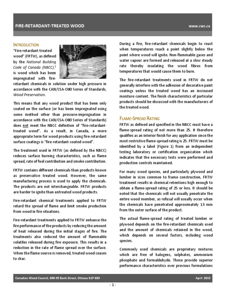 Fire Retardant Treated Wood: Ntroduction | PDF | Lumber | Wood