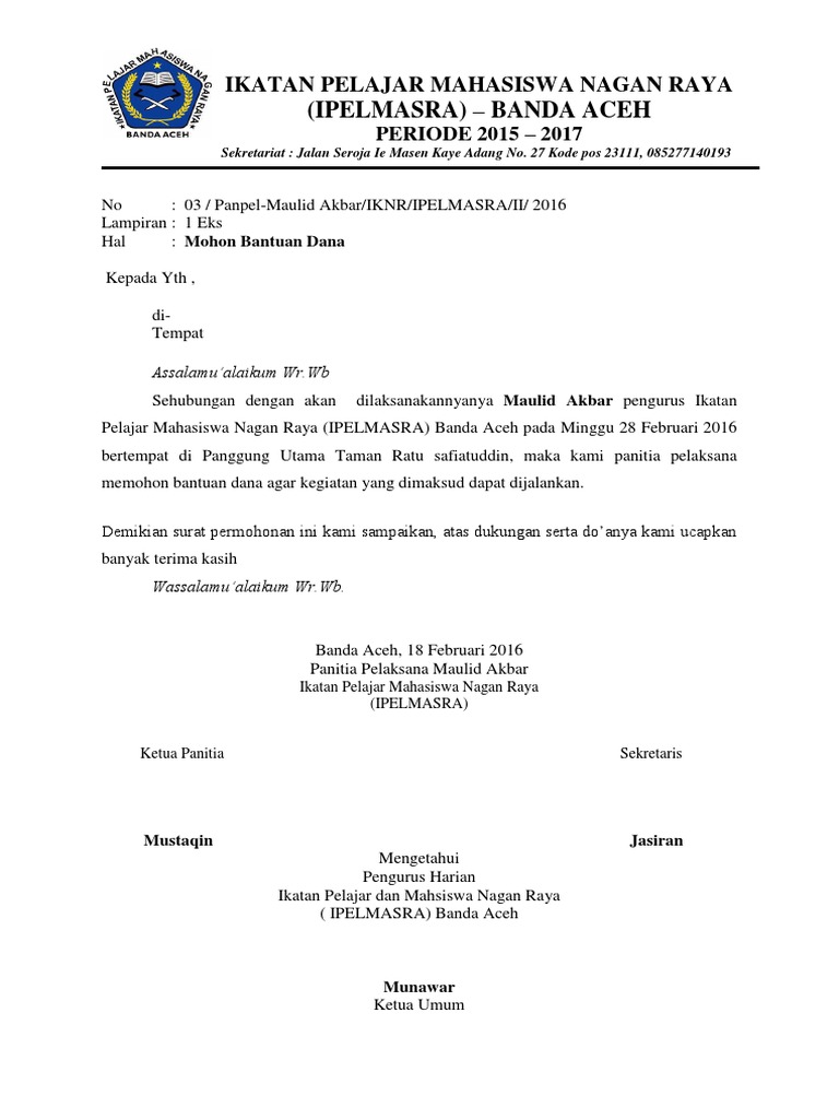 Surat Permohonan Dana | PDF