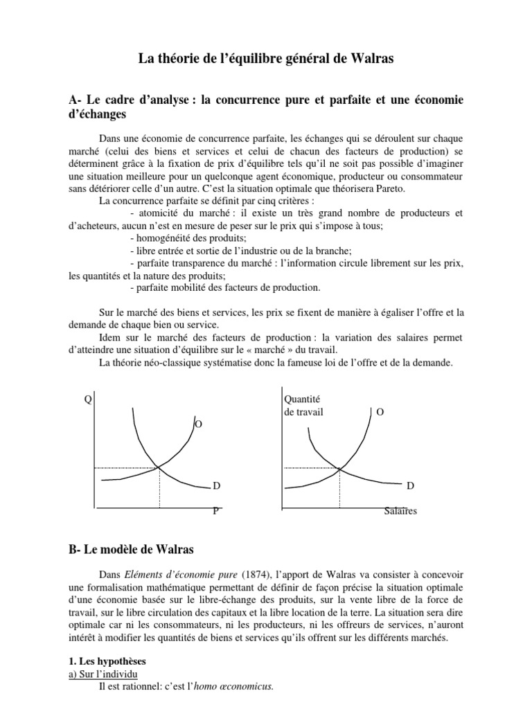 Theorie de Walras | PDF | Équilibre général | Offre et demande