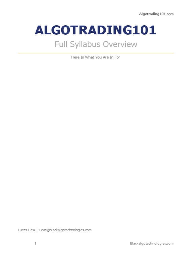 AlgoTrading101 Full Syllabus | PDF | Robust Statistics | Mathematical ...