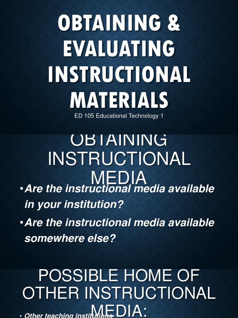 Obtaining Evaluating Instructional Materials | PDF | Educational ...