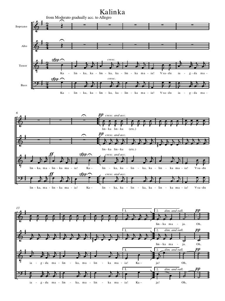 Kalinka | PDF | Vocal Music | Choral Music
