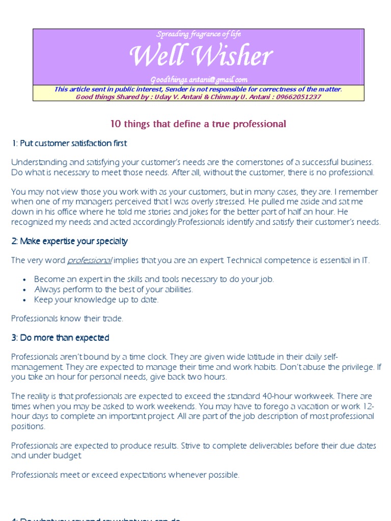 10 Traits of a True Professional | PDF | Expert | Etiquette