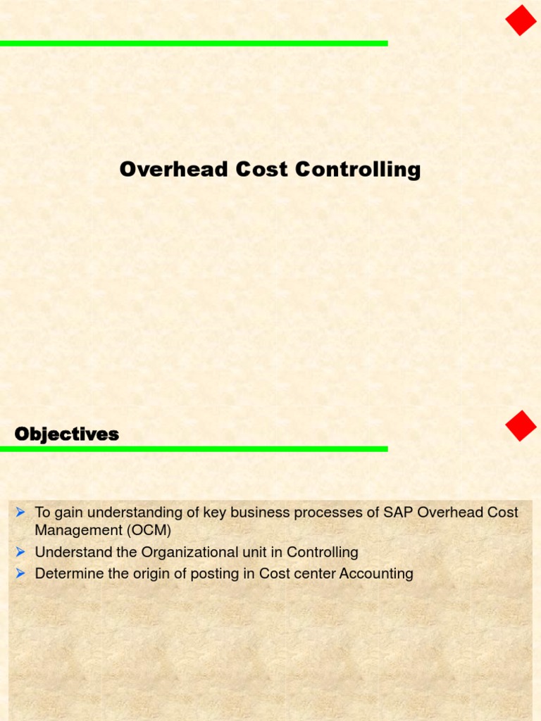 SAP Overhead Cost Management Guide | PDF | Debits And Credits | Cost ...