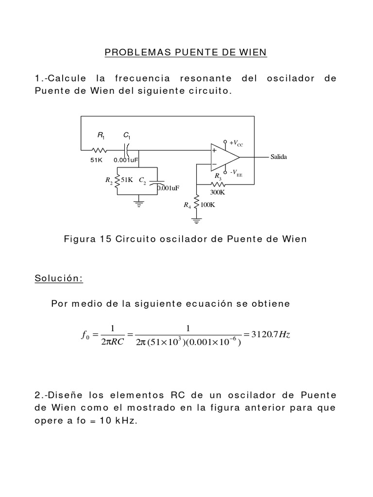 Problemas Puente de Wien | PDF | Resistencia Eléctrica y Conductancia | Cantidad