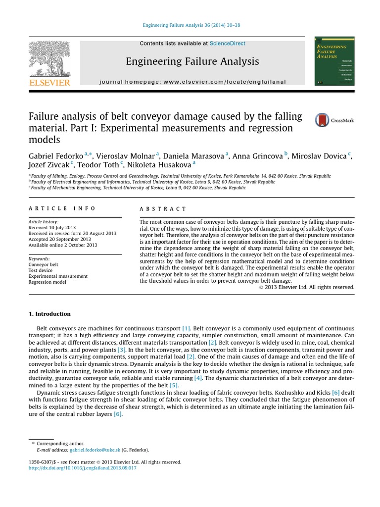 Failure Analysis of Belt Conveyor Damage Caused by The Falling Material ...