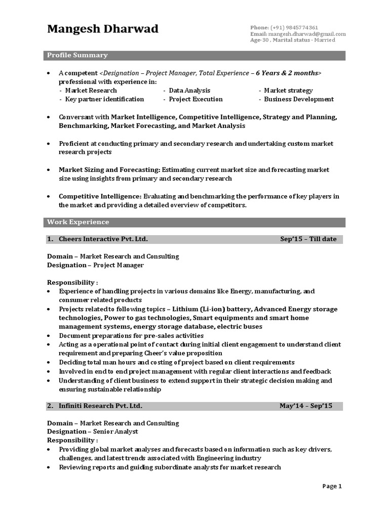 Mangesh Dharwad Market Research Consulting Marketing | PDF | Marketing Research | Nondestructive ...