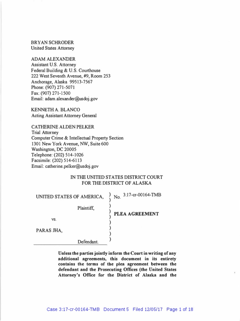 Paras Jha V USA Mirai | PDF | United States Federal Sentencing ...