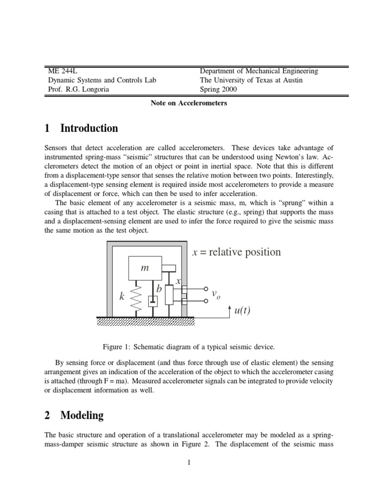Accelerometers PDF | PDF | Accelerometer | Control Theory