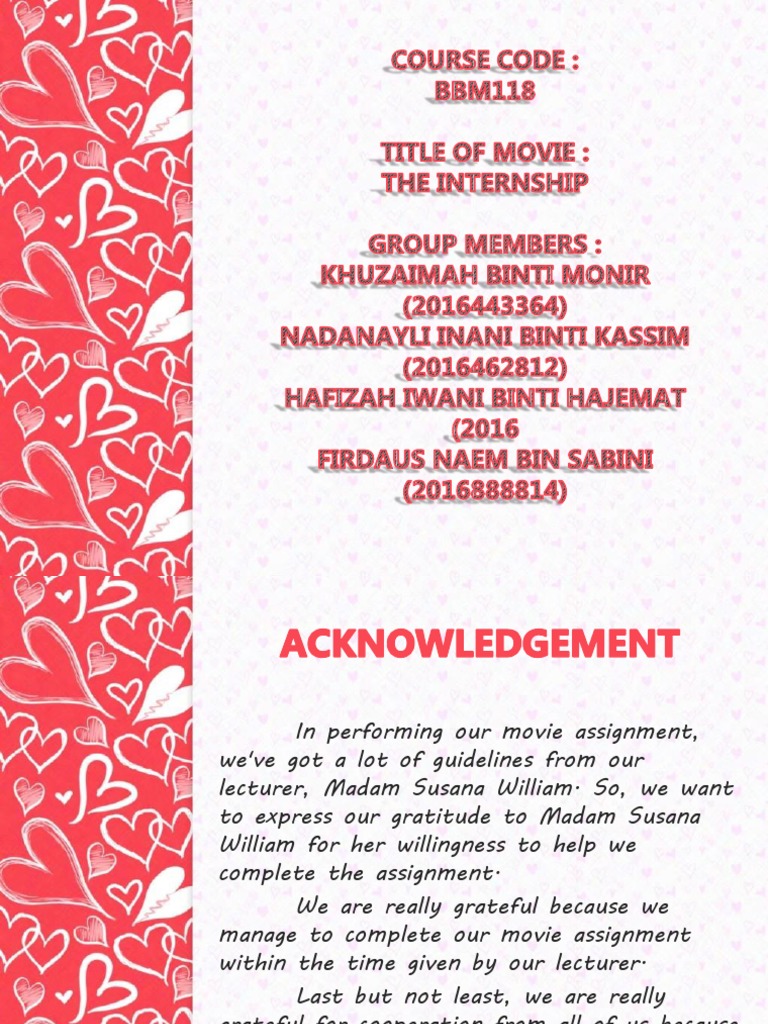 Acknowledgment for Movie Assignment Completion | PDF
