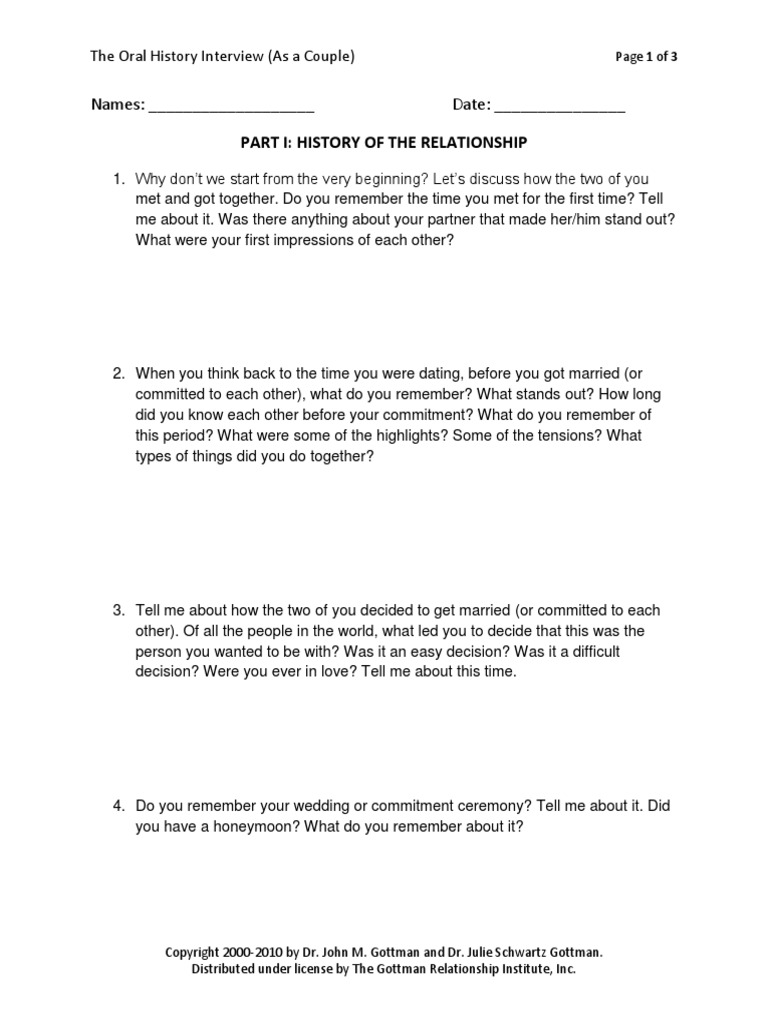 Gottman Relationship Form For Couples PDF | PDF