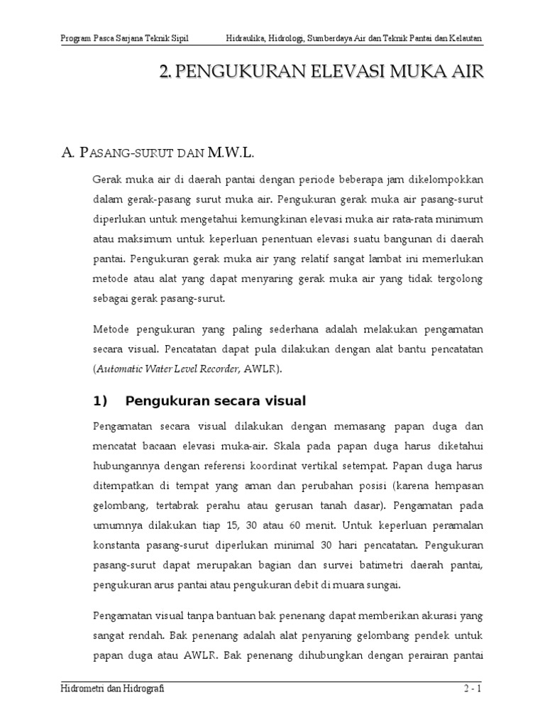 Bab 2-Pengukuran Elevasi Muka Air | PDF