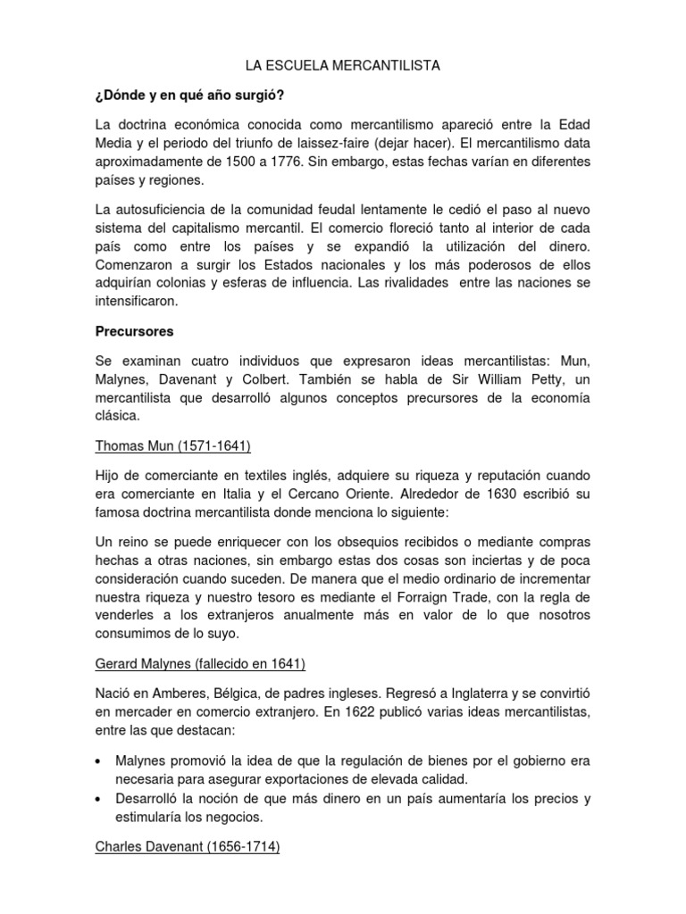 Resumen-Pensamiento Economico | PDF | Mercantilismo | Oferta (economía)