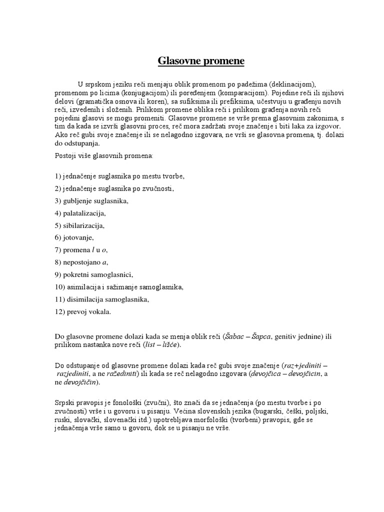 Glasovne Promene | PDF