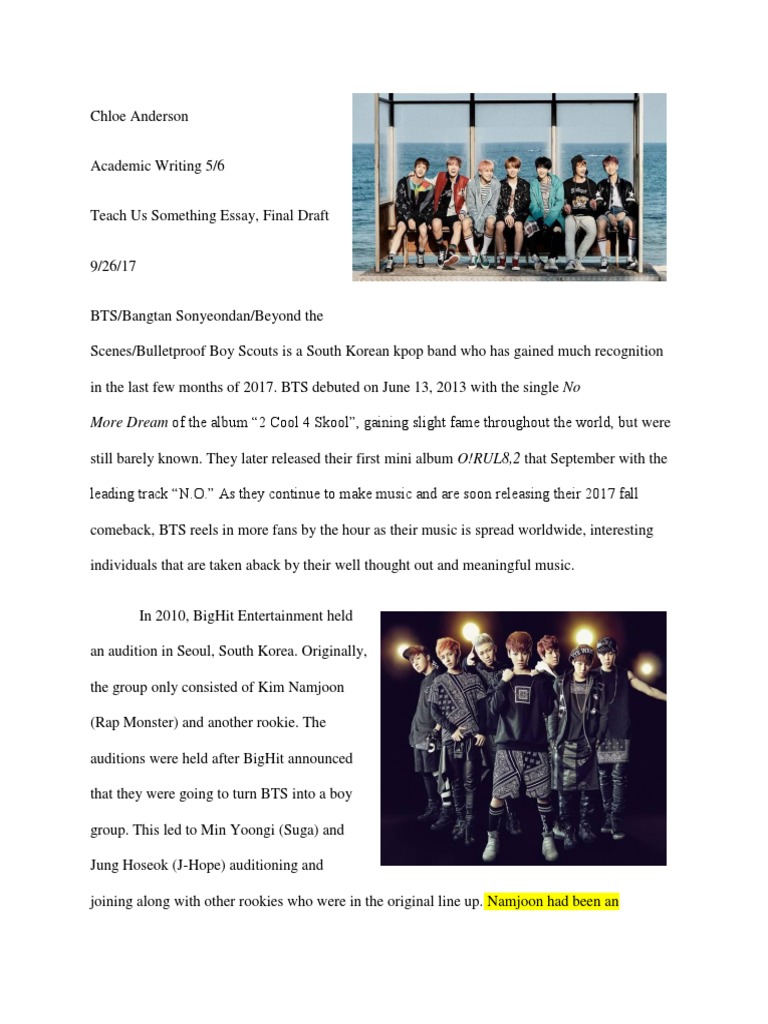 Bts Final Draft | PDF | Entertainment (General) | Leisure