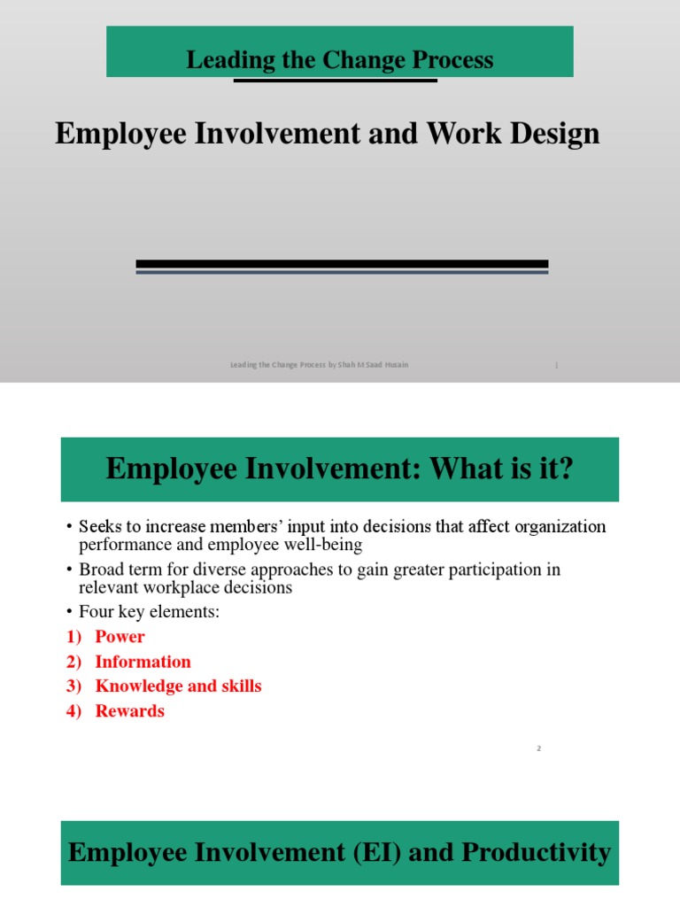 Chapter-6 - Employee Involvement - Work Design | PDF | Behavior ...