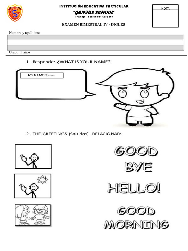 Examen de Ingles Inicial | PDF | Aprendizaje | Escuelas