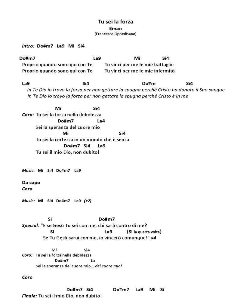 Tu Sei La Forza | PDF