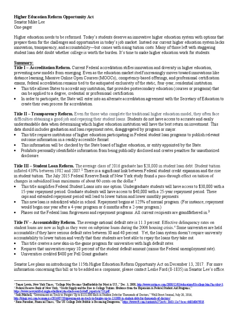 HERO One Pager | PDF | Student Loan | Student Loans In The United States