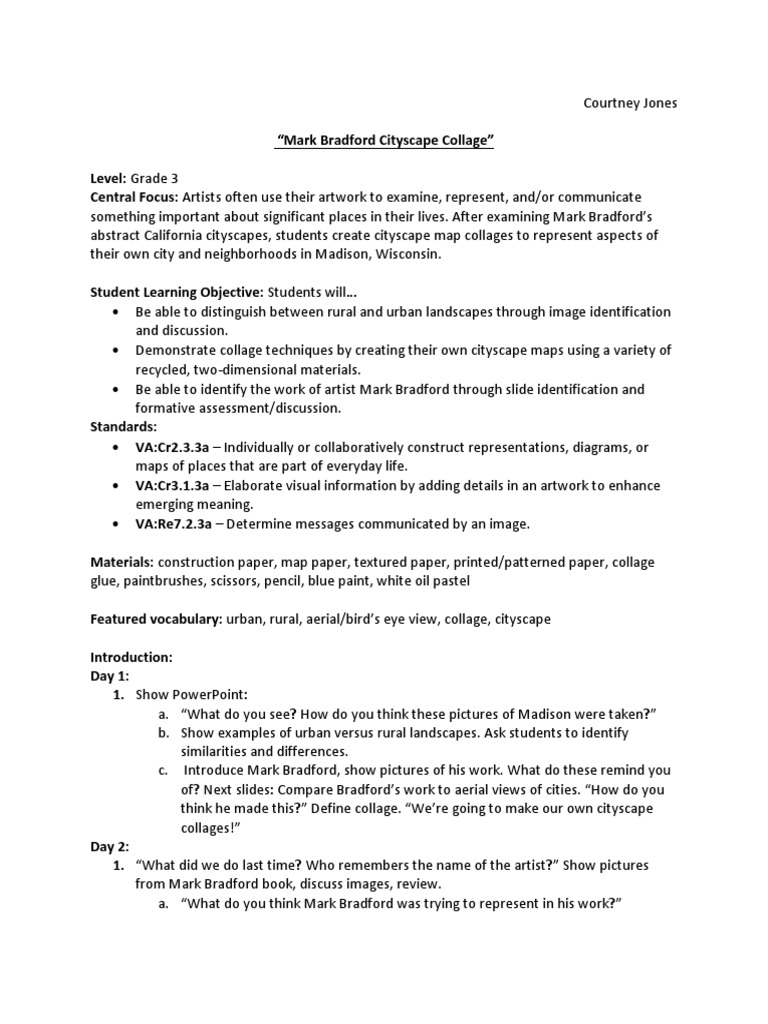 Cityscape Collage Lesson Plan | Download Free PDF | Collage | Map