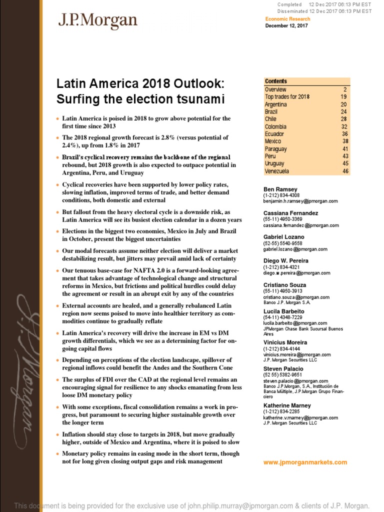 JP Morgan Latam Outlook | PDF | Economic Growth | Latin America