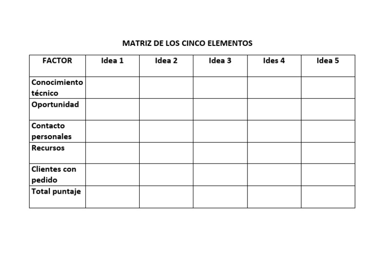 Matriz de Los Cinco Elementos | PDF