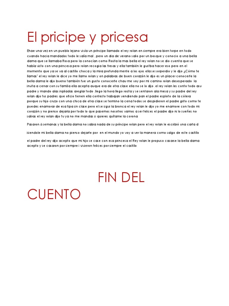 Cuento de Principe y La Princesa | PDF