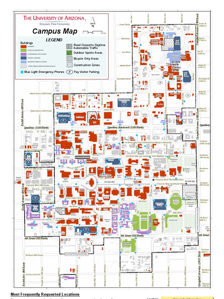 University Of Arizona Campus Map