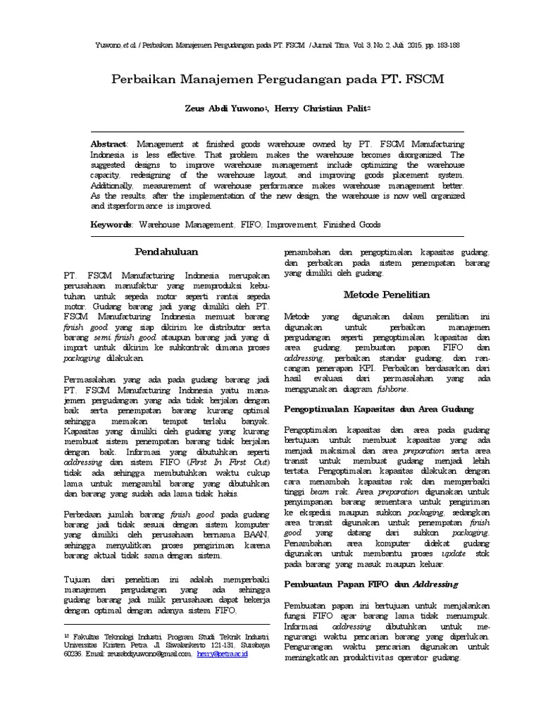 Perbaikan Manajemen Gudang PT. FSCM | PDF