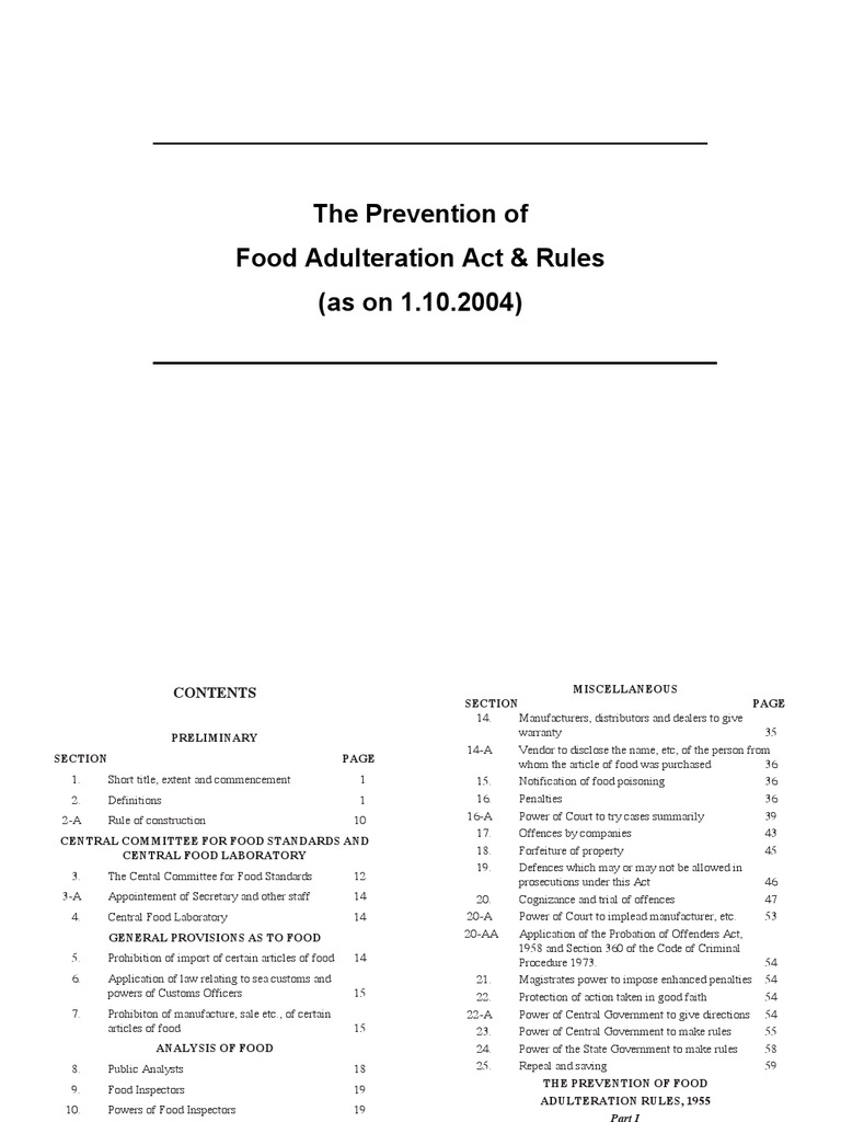 Pfa Acts and Rules India | PDF | Salt | Cinnamon