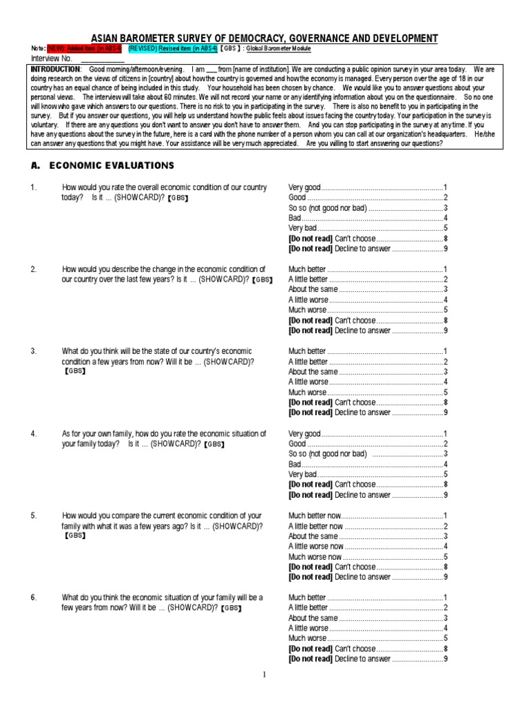 Core Questionnaire Wave4 | PDF | Survey Methodology | Mass Media