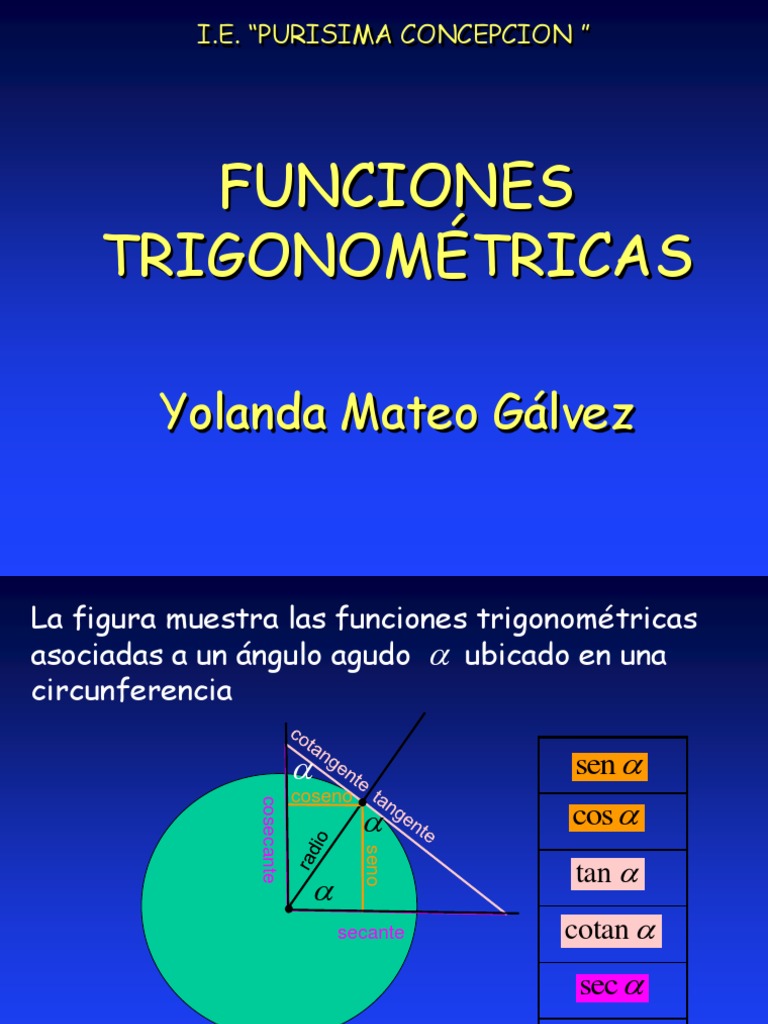 Funciones Trigonométricas Básicas | PDF | Funciones trigonométricas ...