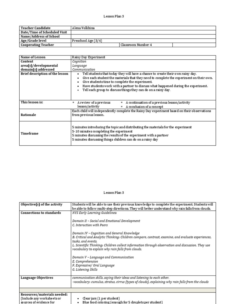 Ecc Prek-2 Lesson Plan Template Final 1 3 | PDF | Cloud | Lesson Plan