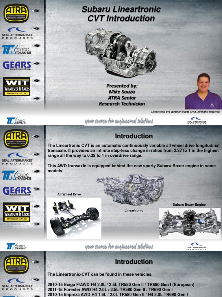 Subaru Lineartronic CVT Introduction | PDF | Manual Transmission ...