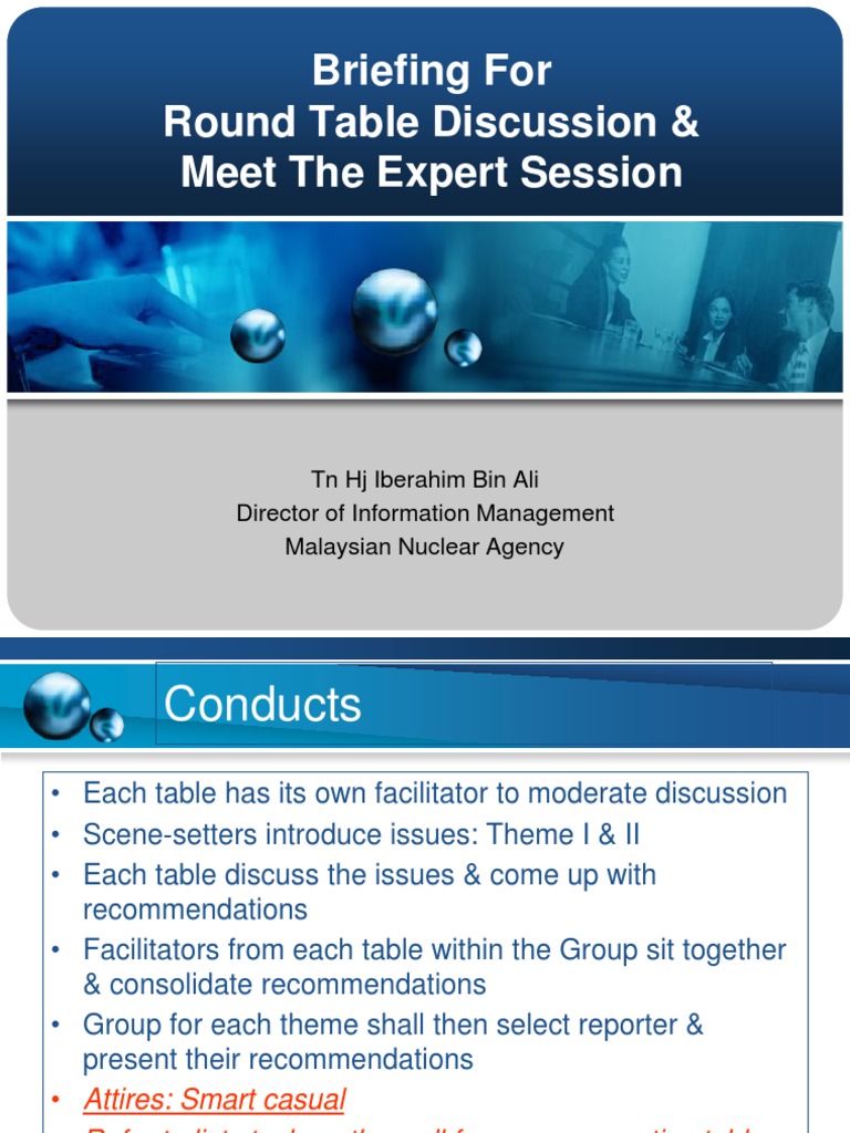 Briefing For Round Table Discussion & Meet The Expert Session | PDF ...