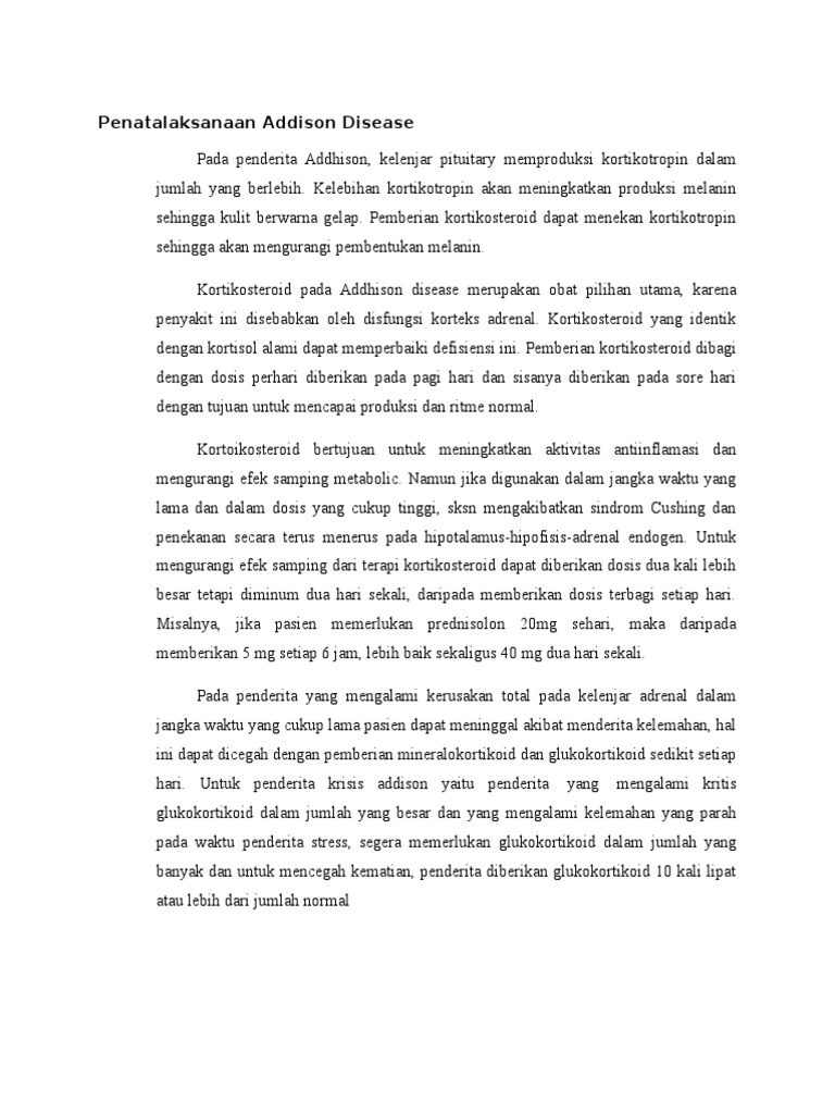Penatalaksanaan Penyakit Addison secara Efektif | PDF