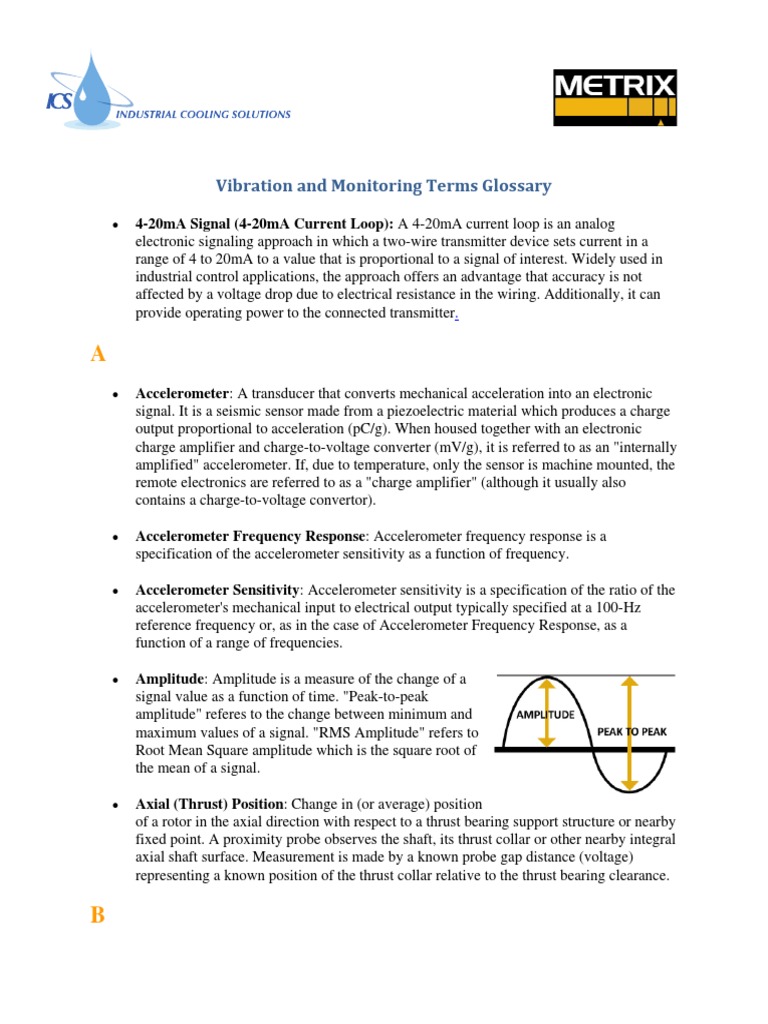 Vibration and Monitoring Terms Glossary | PDF | Accelerometer | Frequency
