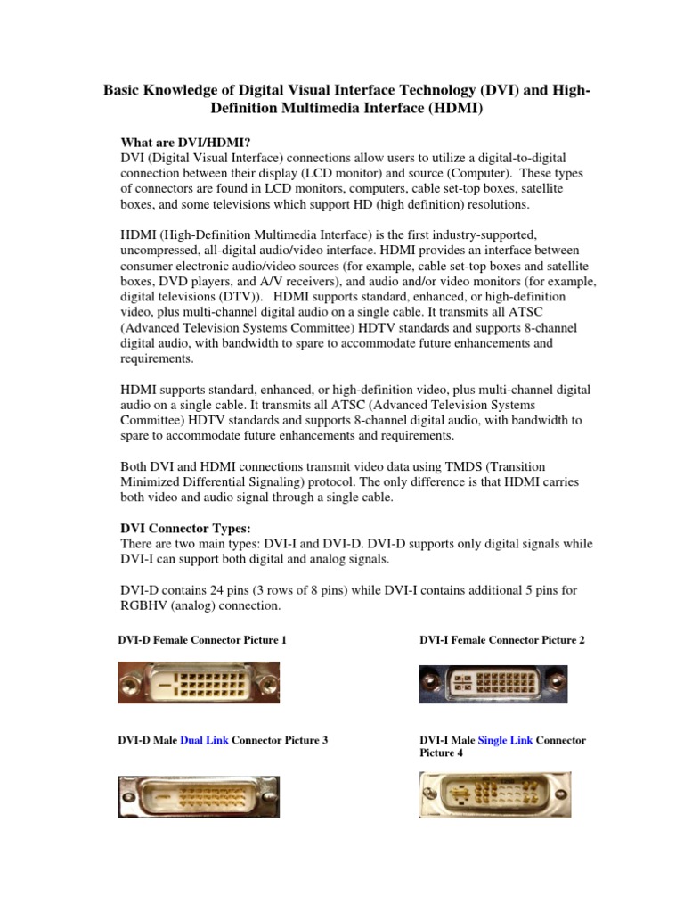 Basic Knowledge of Digital Visual Interface Technology (DVI) and High ...