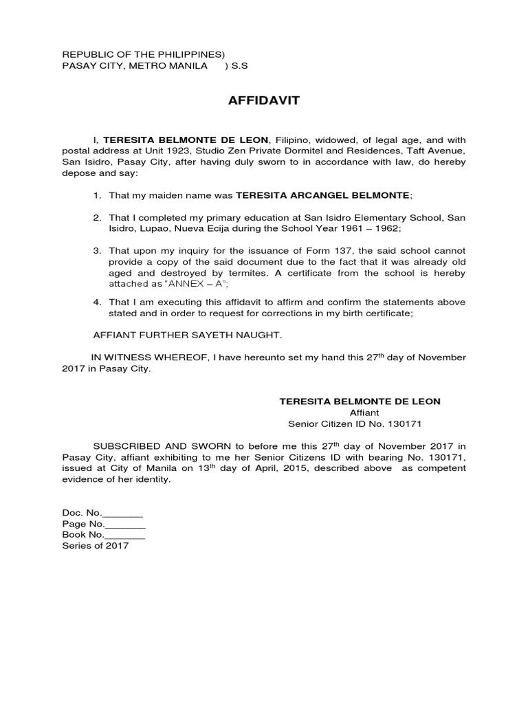 Affidavit of Explanation | PDF | Social Science