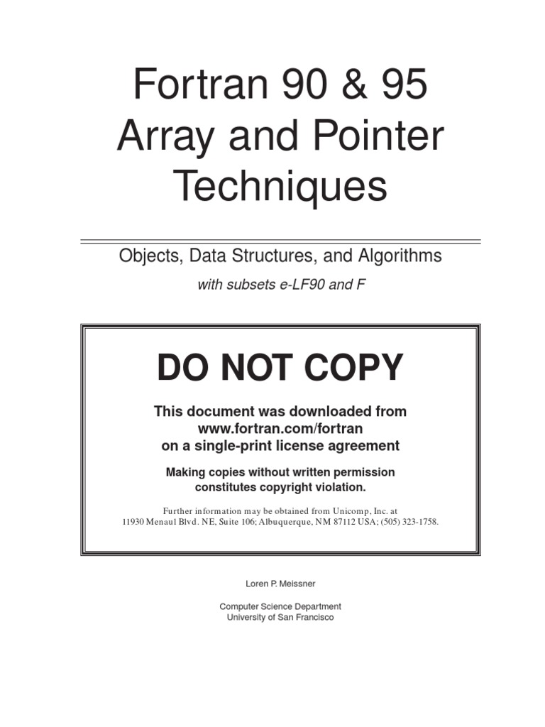 Fortran Array And Pointer Techniques Array Data Structure Matrix Mathematics