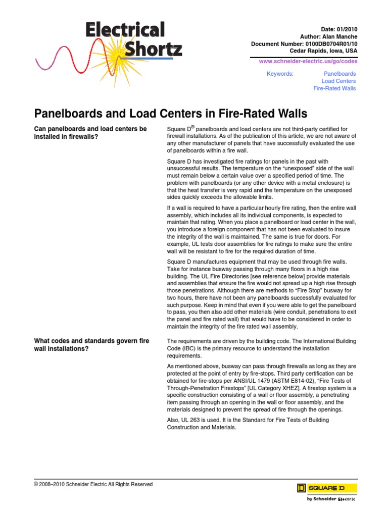Panelboards Load Centers in Fire Walls | PDF | Wall | Safety