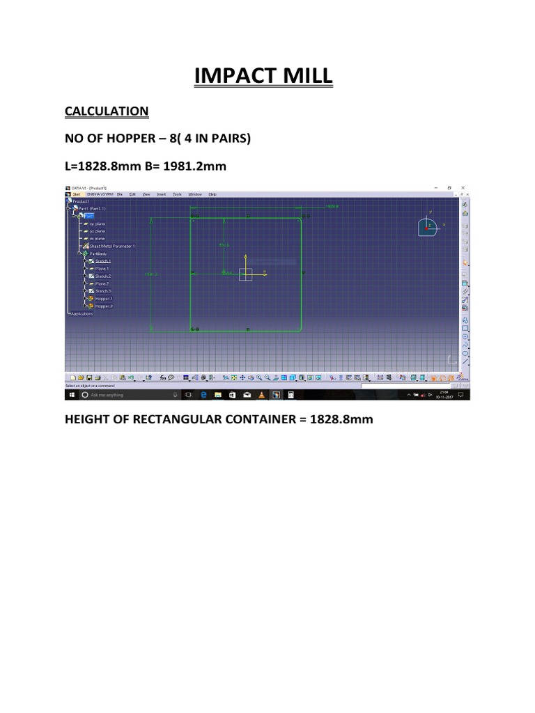 Impact Mill: Calculation No of Hopper - 8 (4 in Pairs) L 1828.8mm B ...