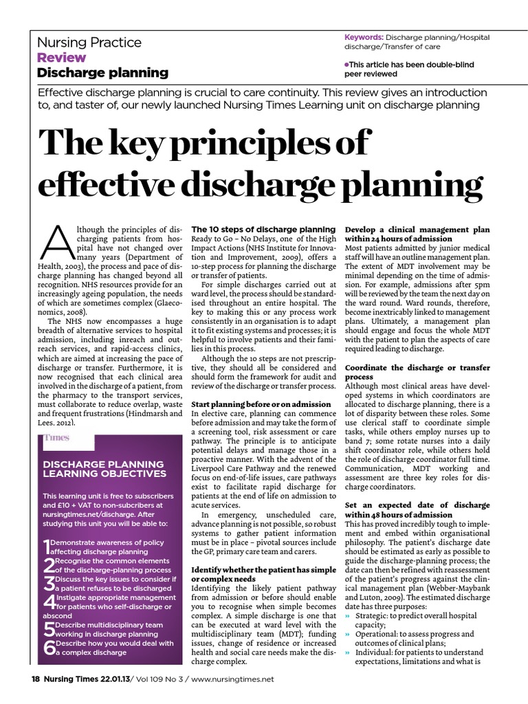 Effective Discharge Planning PDF | PDF | Patient | Nursing