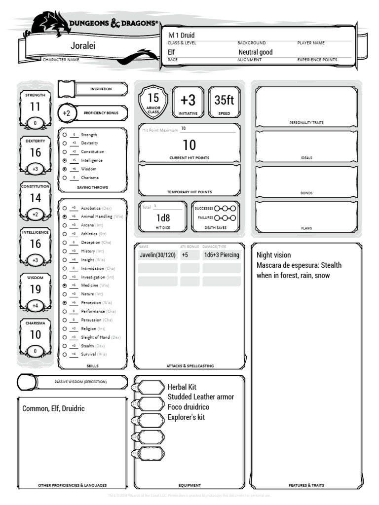 Lvl 1 - Druid | D20 System | Role Playing Games
