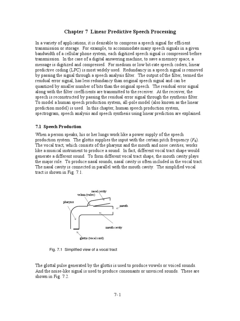 (Alli) Linear Predictive Modelling of Speech Signal | PDF | Data Compression | Filter (Signal ...