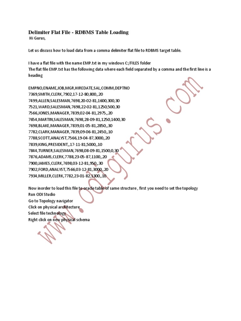 Delimiter Flat File RDBMS Table Loading | PDF | Data Management Software | Computing